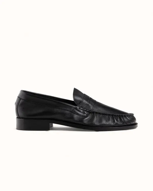 DUKE + DEXTER Ezra Tumbled Ruched Loafer - Black