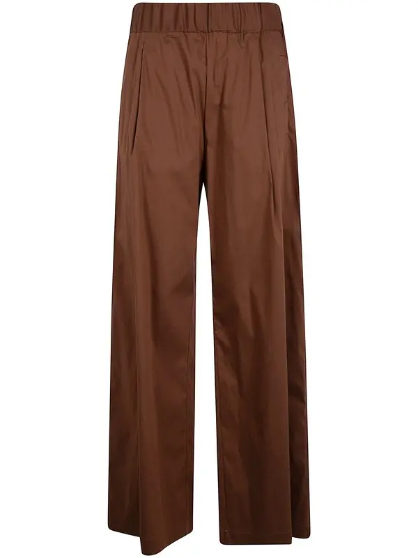 SEMICOUTURE Popeline Cotton Trousers - Brown