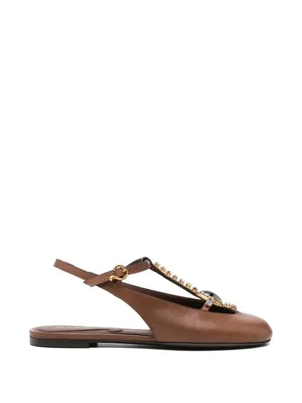 Etro Flat Slingback With Strass - Brown