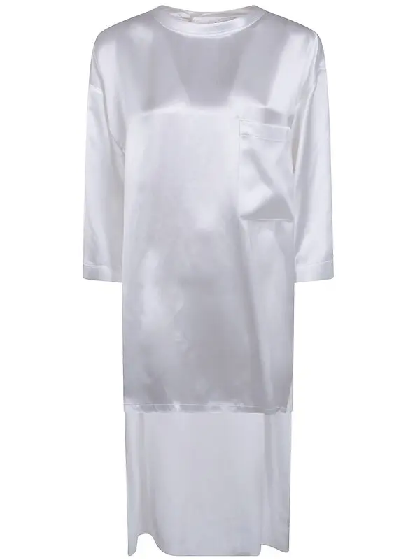 DARKPARK Tara Satin Asymmetric Shirt - White
