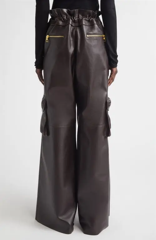 LAQUAN SMITH Utility Wide Leg Leather Pants