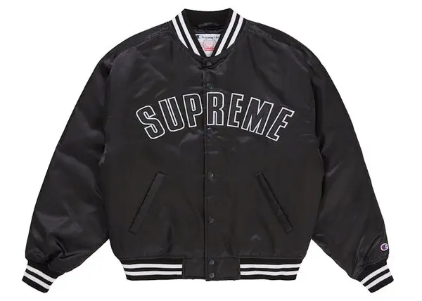 Supreme Champion Satin Varsity Jacket - Black