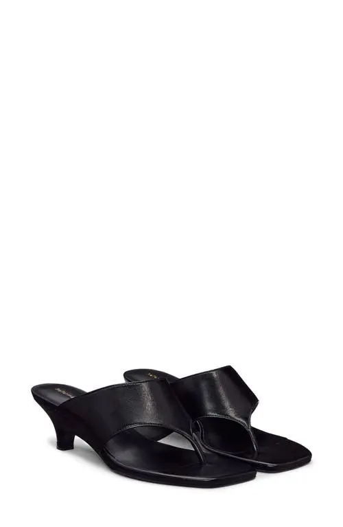 REFORMATION Sherlyn Wedge Thong Sandal - Black Leather