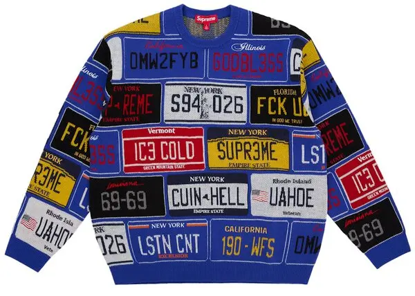 Supreme License Plate Sweater - Royal