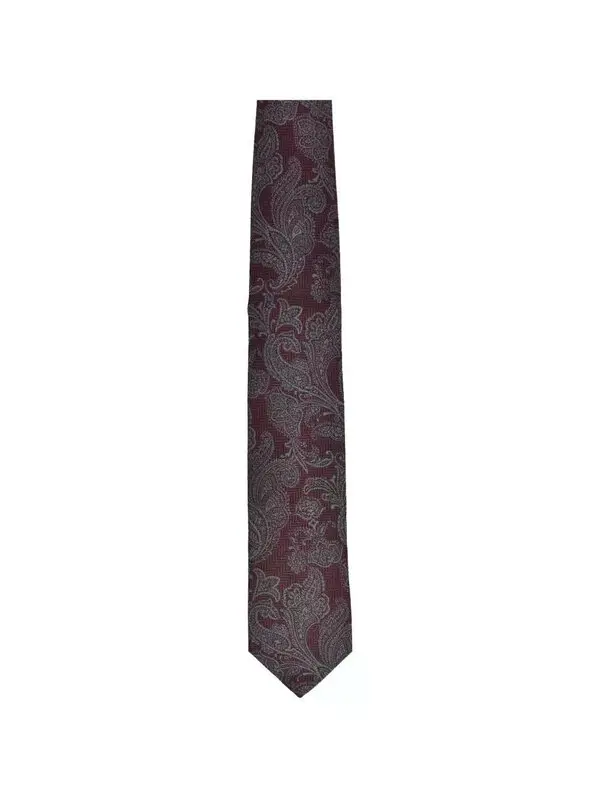 Brunello Cucinelli Paisley Herringbone-texture Tie - Red