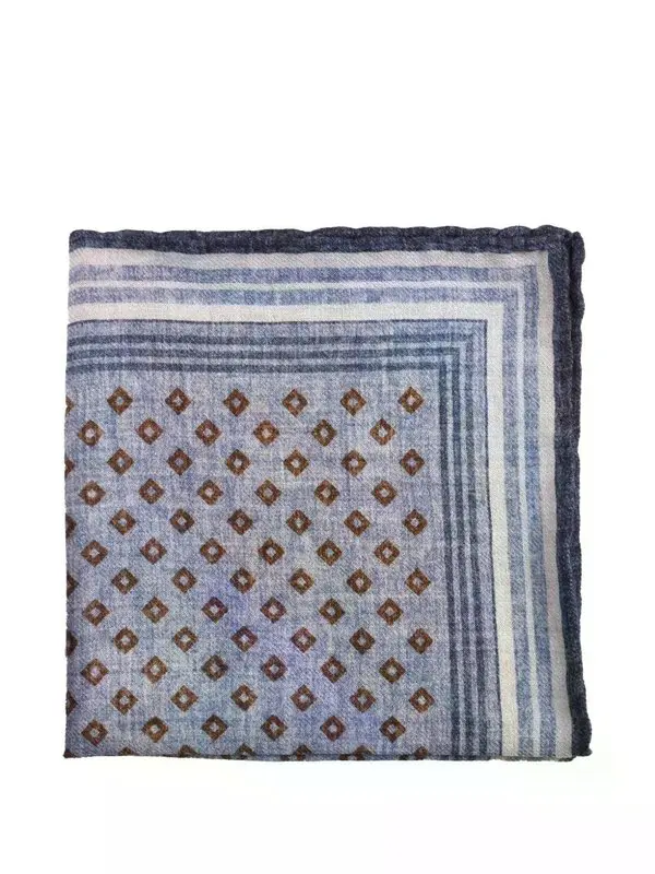 Brunello Cucinelli Geometric-print Handkerchief - Blue