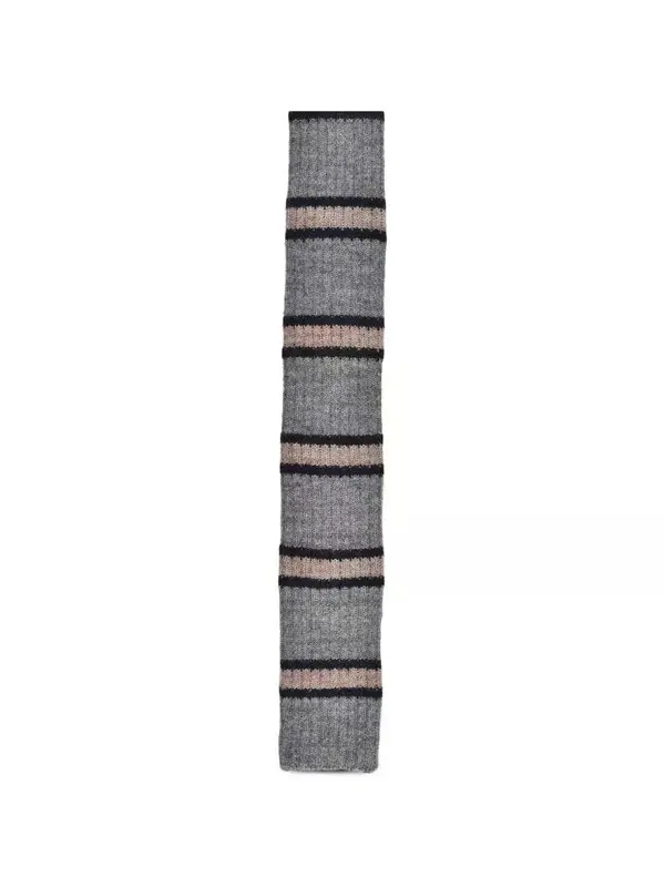 Brunello Cucinelli Striped Knitted Tie - Grey