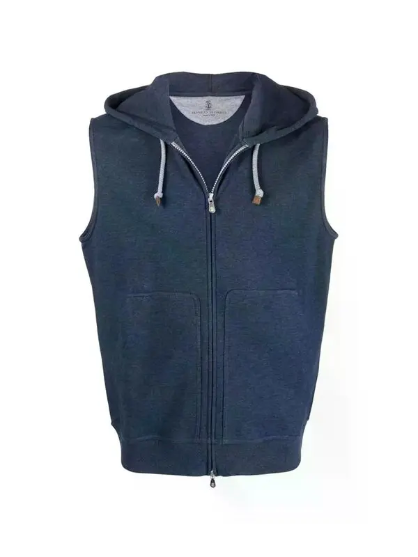 Brunello Cucinelli Sleeveless Zip-up Hoodie - Blue