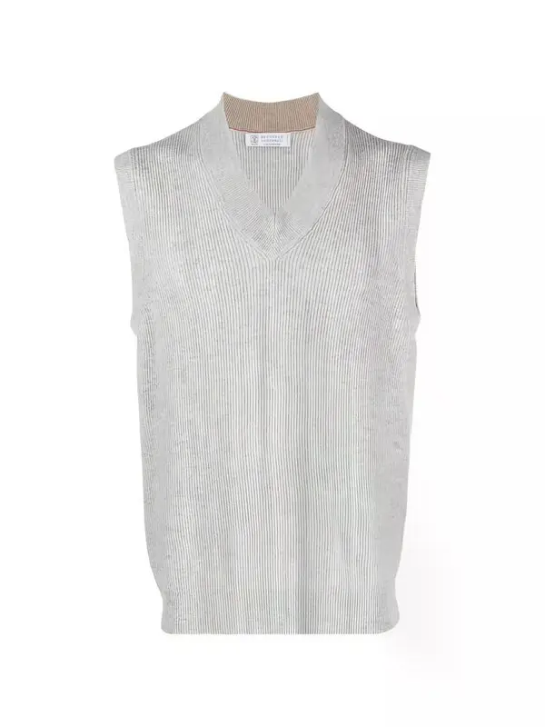 Brunello Cucinelli Ribbed-knit Vest - Grey