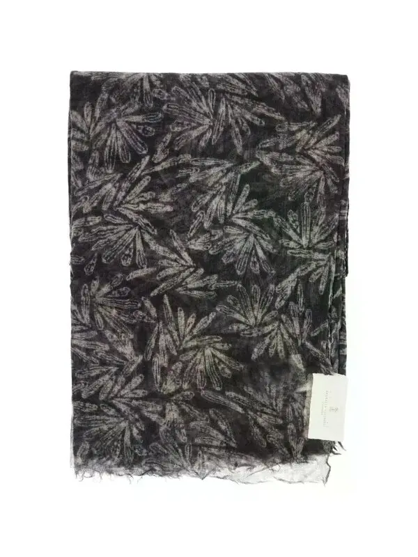 Brunello Cucinelli Fern-print Scarf - Grey