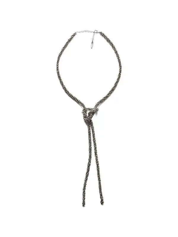 Brunello Cucinelli Pyrite-bead Knotted-pendant Necklace - Silver