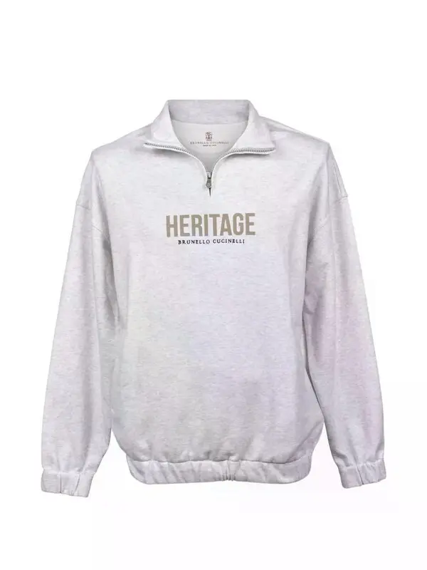 Brunello Cucinelli Logo-print Zip Sweatshirt - Grey