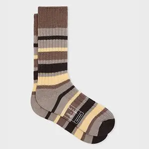 Paul Smith Stripe Merino Wool Socks - Brown