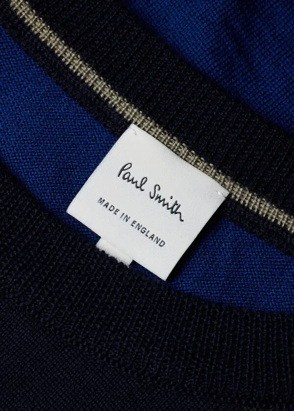 Paul Smith Striped Merino Wool Crew Neck - Blue