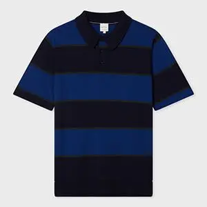 Paul Smith Cobalt Merino Wool Stripe Polo