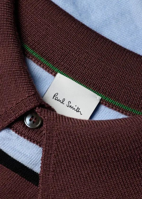 Paul Smith Blue And Merino Wool Stripe Polo