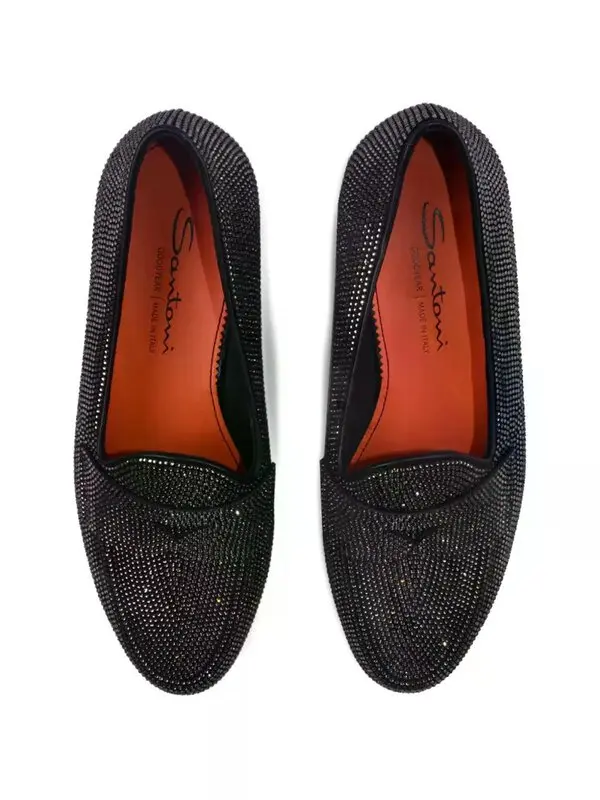 Santoni Embellished Leather Loafers