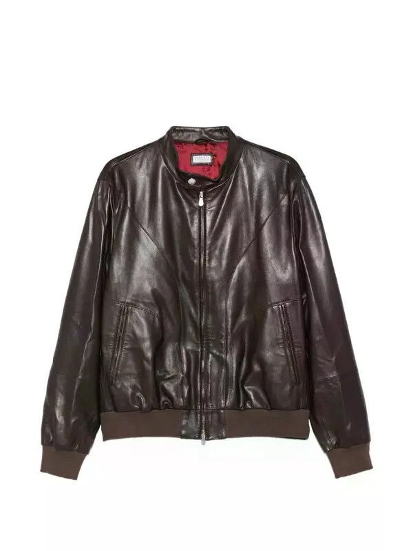 Brunello Cucinelli Leather Zip Jacket