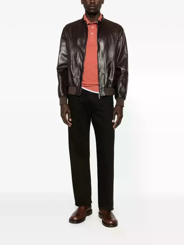 Brunello Cucinelli Leather Zip Jacket