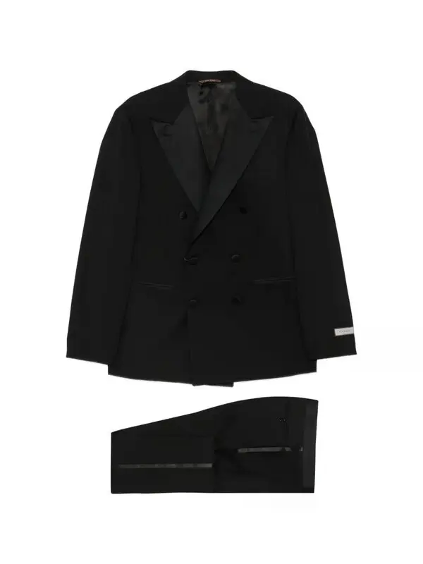 Canali Logo-patch Double-breasted Dinner Suit - Black