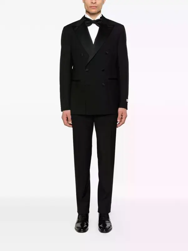 Canali Logo-patch Double-breasted Dinner Suit - Black