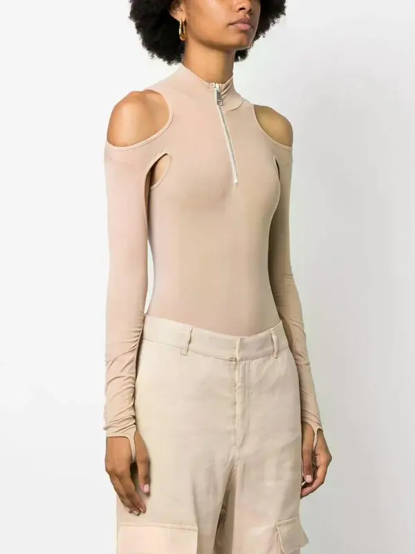 ANDREĀDAMO Sculpted Jersey Cut-out Bodysuit