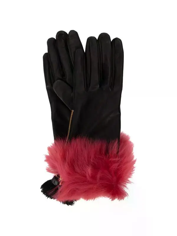 Prada Fur-trim Gloves - Black