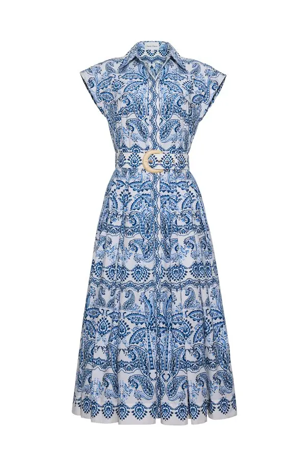 Cara Cara Octavia Fit-and-flare Midi Shirt Dress - Palm Paisley Sky