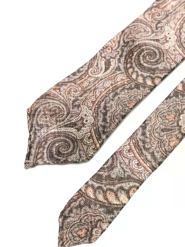 DELL'OGLIO Paisley Pattern Neck Tie - Brown