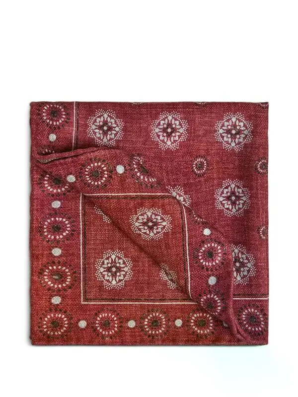 Brunello Cucinelli Geometric-print Handkerchief - Red