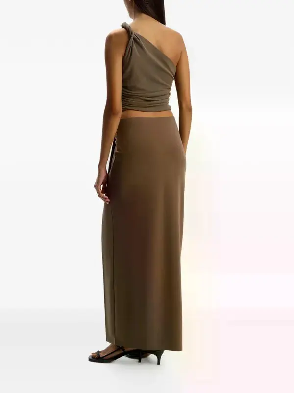 12 STOREEZ Draped Maxi Skirt - Brown