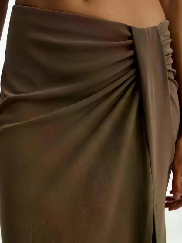 12 STOREEZ Draped Maxi Skirt - Brown