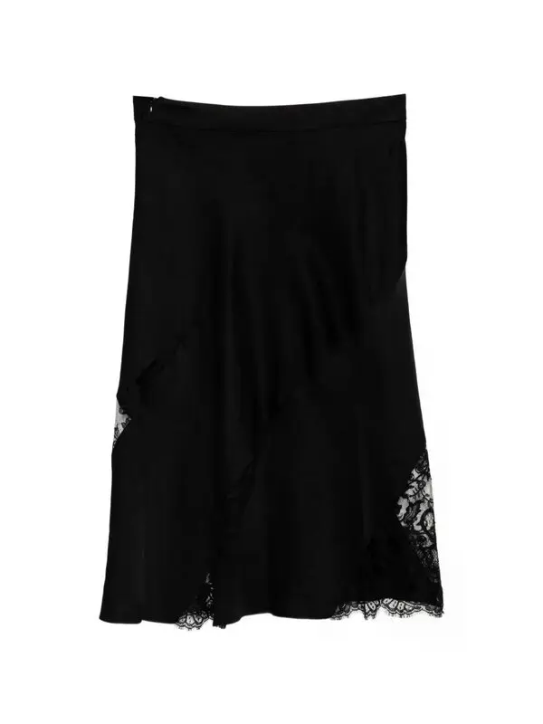 Alexander McQueen Asymmetric Skirt With Lace Trim - Black