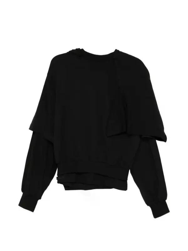 ALAINPAUL Hanging Ruffled Hoodie - Black