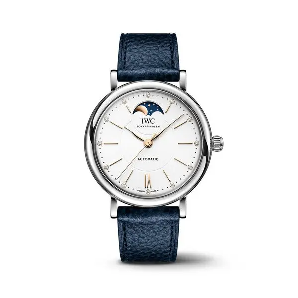 IWC SCHAFFHAUSEN Portofino Automatic Moon Phase 37 Silver Dial Watch, 37.1mm - Stainless Steel