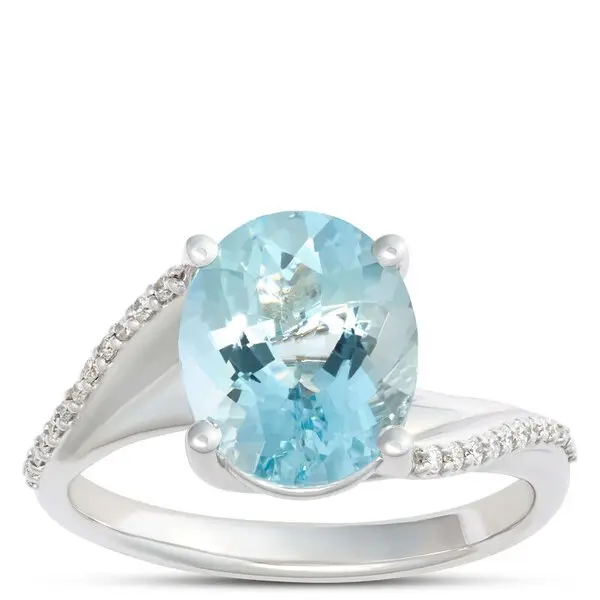 Benbridge Oval Aquamarine Swirl Ring, 14k White Gold,wg|qr2845eaq-w015 - Blue