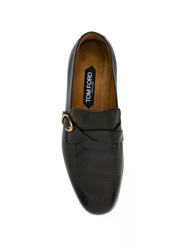 TOM FORD Gigi Twisted Band Buckle Loafers - Brown