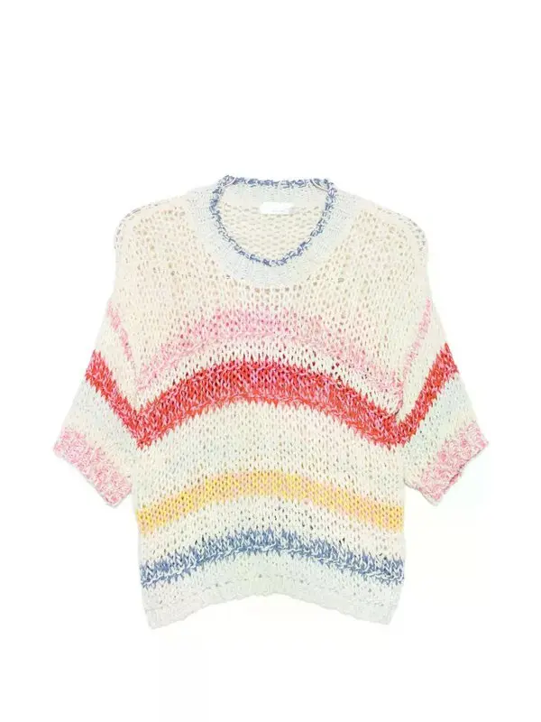 ROBERTO COLLINA Striped Open-knit Sweater - Neutrals
