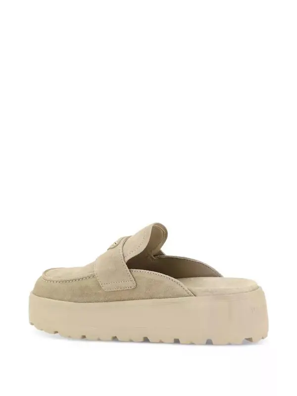 Prada Suede Platform Mules - Neutrals