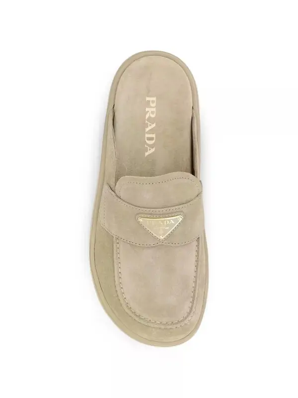 Prada Suede Platform Mules - Neutrals