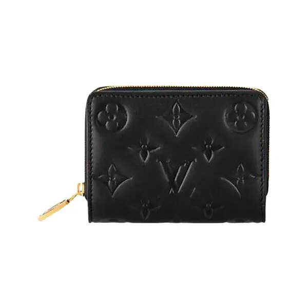 LOUIS VUITTON Lou Wallet Monogram-embossed Lambskin - Black
