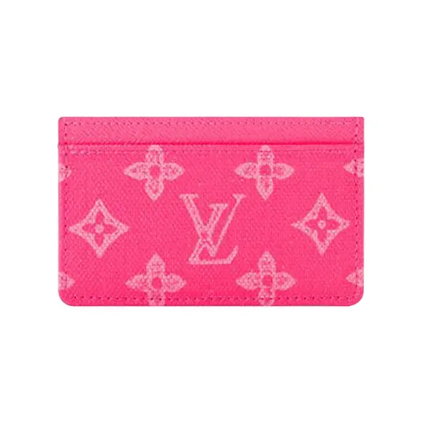LOUIS VUITTON Card Holder 'monogram Origine Rose Ruban Linen Canvas - Pink
