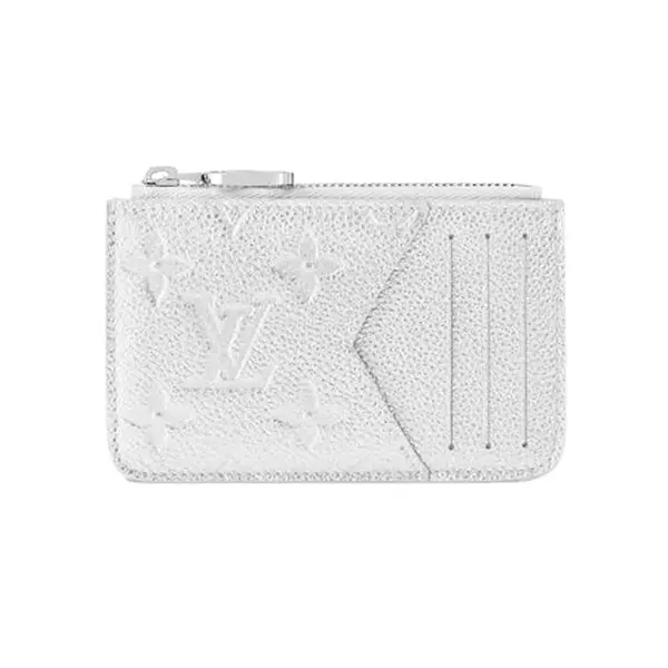 LOUIS VUITTON Romy Card Holder 'silver Monogram Embossed Empreinte Cowhide Leather - Grey