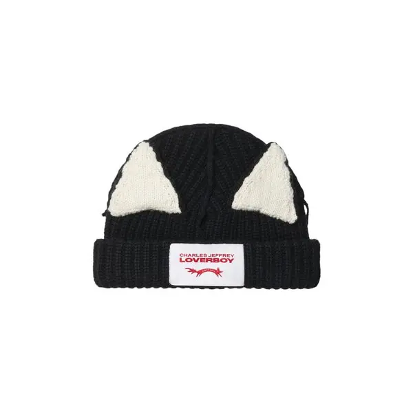 CHARLES JEFFREY Chunky Ears Beanie /white - Black