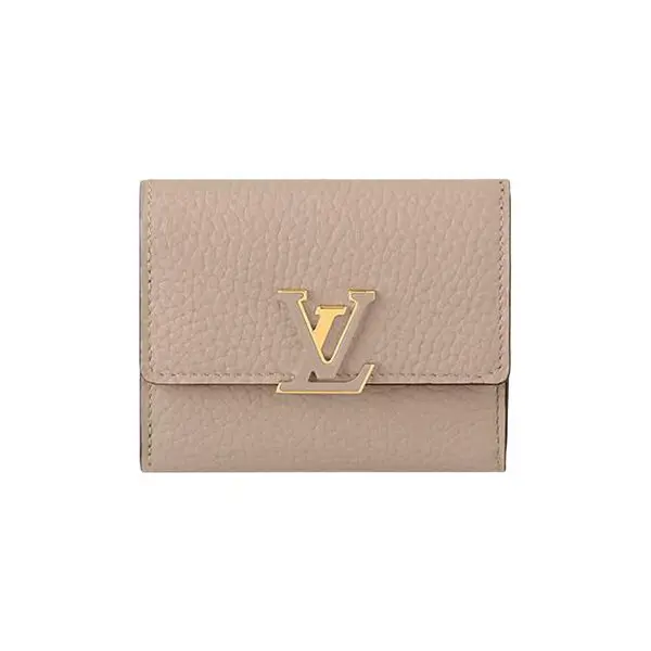 LOUIS VUITTON Capucines Xs Wallet 'galet Empreinte Cowhide Leather - Grey