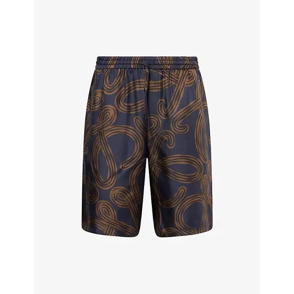 Loewe X Paula's Ibiza Printed Silk Shorts - Navy/brown
