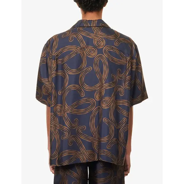 Loewe X Paula's Ibiza Short-sleeve Silk Shirt - Navy/brown