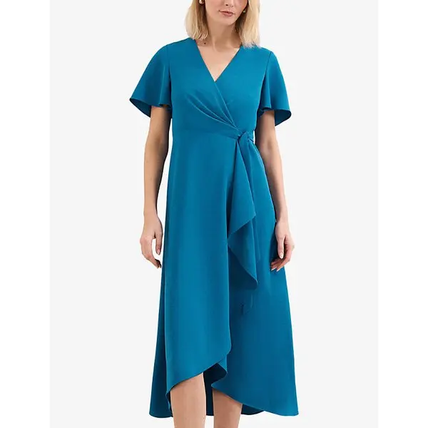 PHASE EIGHT Wrap-front Woven Midi Dress - Blue