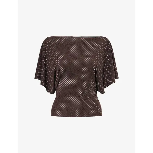 REFORMATION Avery Ted Woven Knit Top - Dot