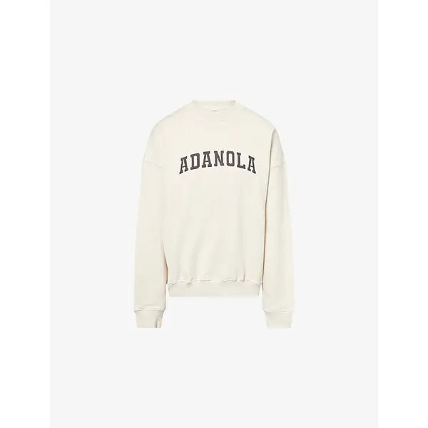 ADANOLA Varsity Oversized Cotton Sweatshirt - Oat Melange/coffee Bean